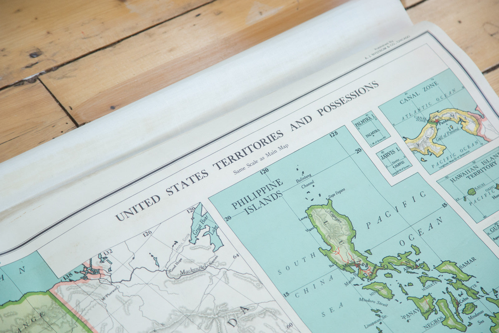 Antique Nystrom Pull Down Map of USA