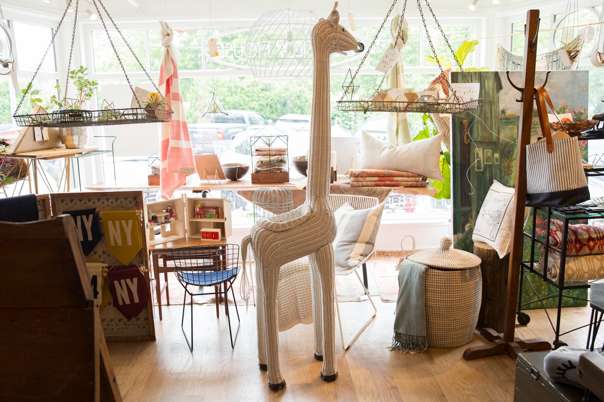 Large Vintage Wicker Giraffe Planter