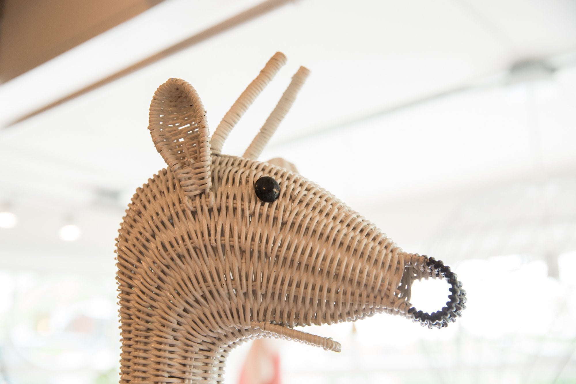 Large Vintage Wicker Giraffe Planter