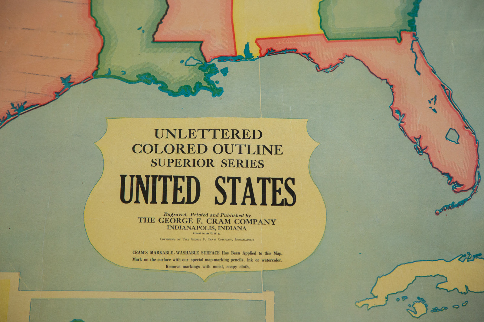 Vintage 1930s Crams Pull Down Map – Item #2560