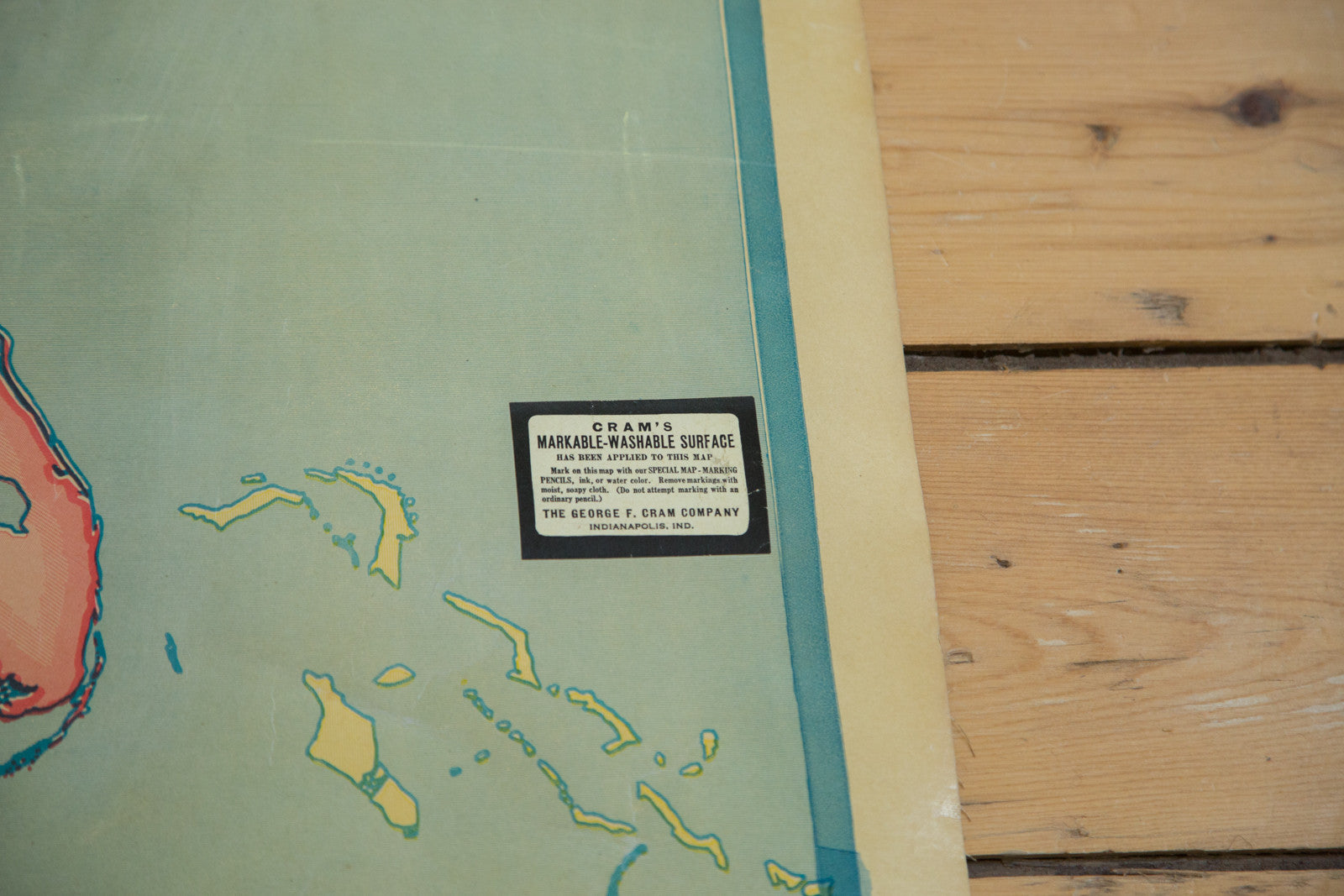 Vintage 1930s Crams Pull Down Map – Item #2560