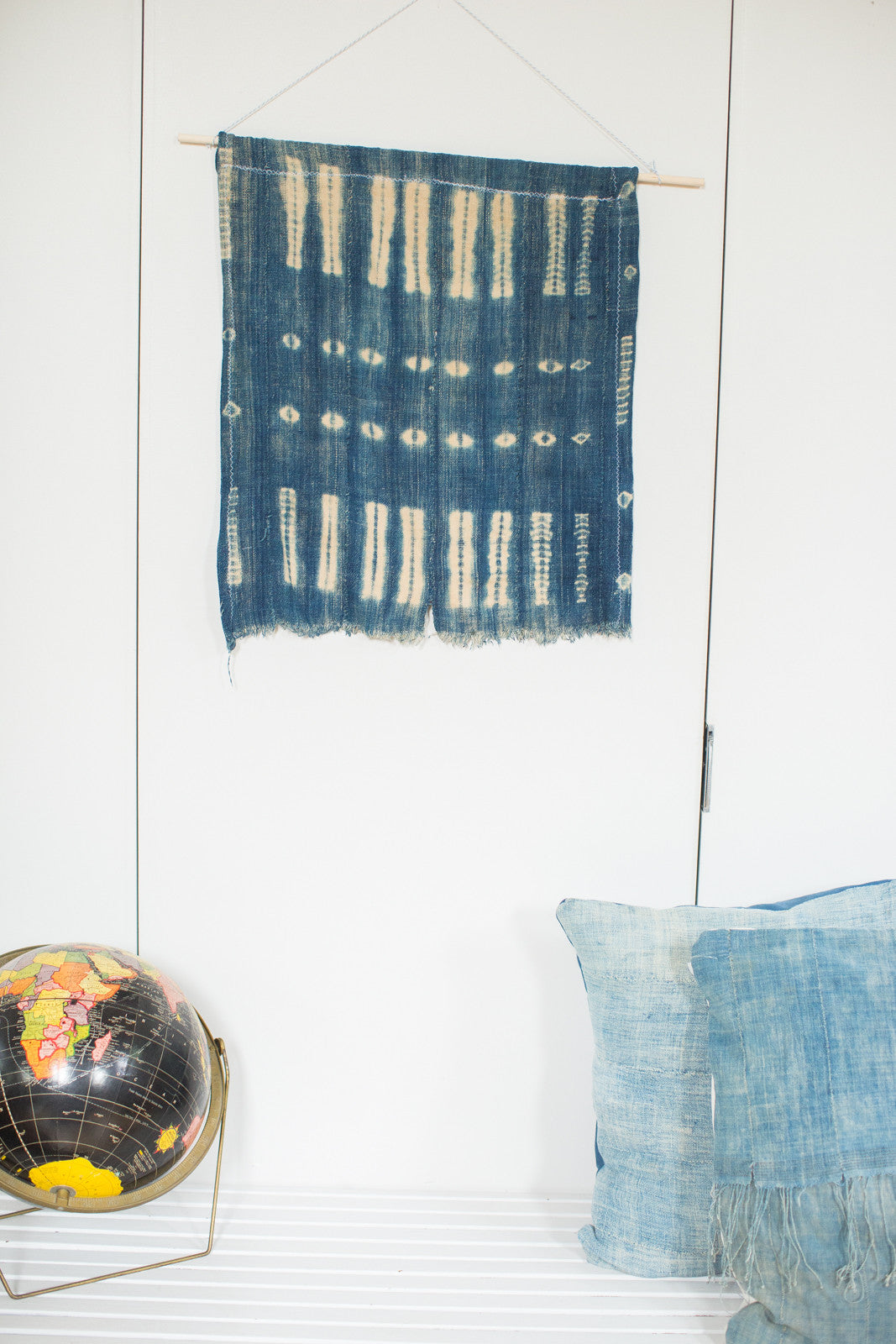 Vintage Indigo Blue Batik Wall Hanging