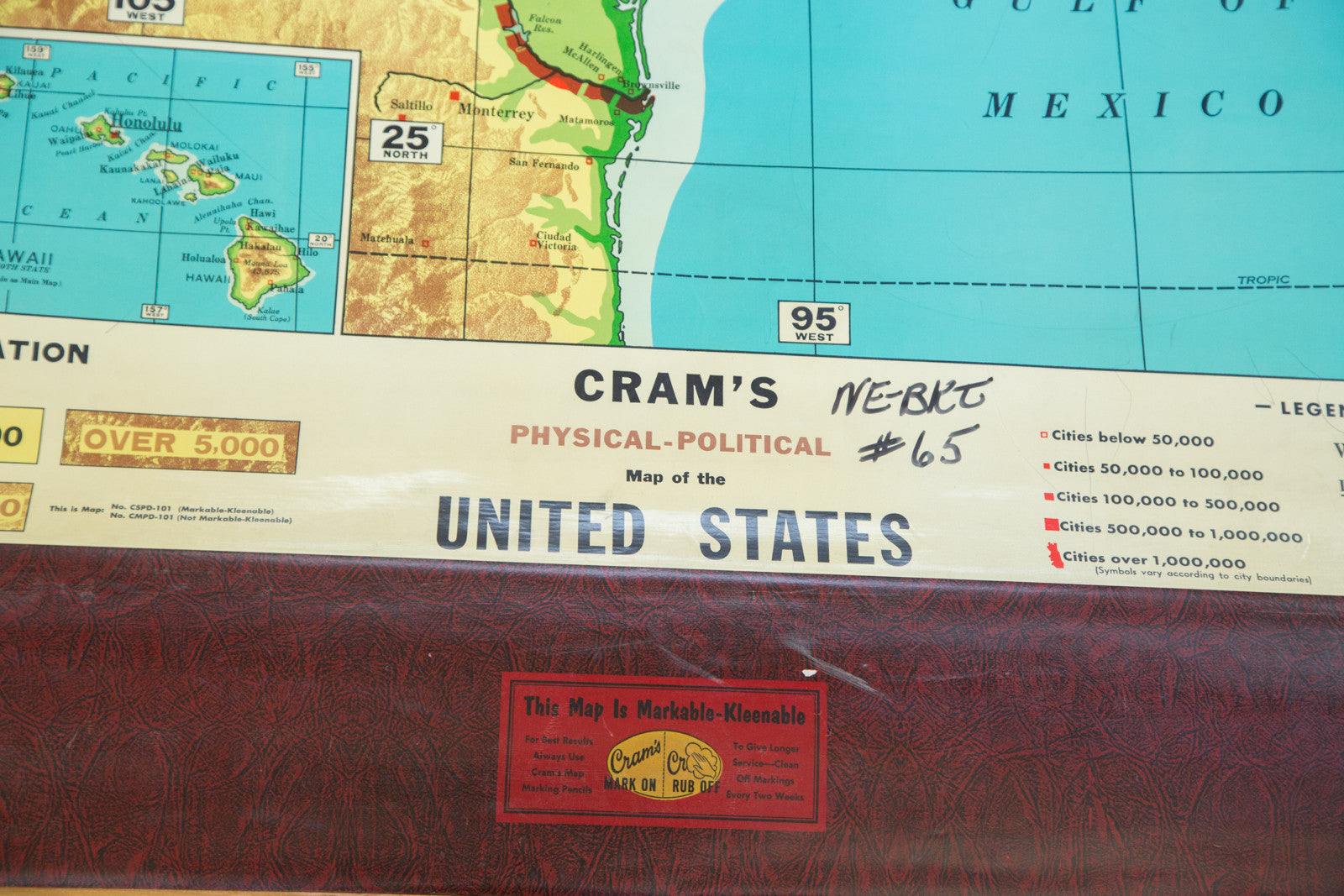 Vintage Crams USA Pull Down Map