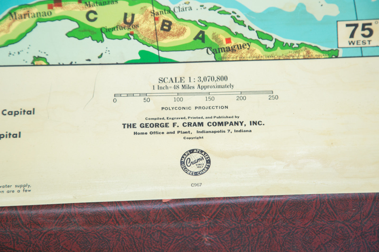 Vintage Crams USA Pull Down Map