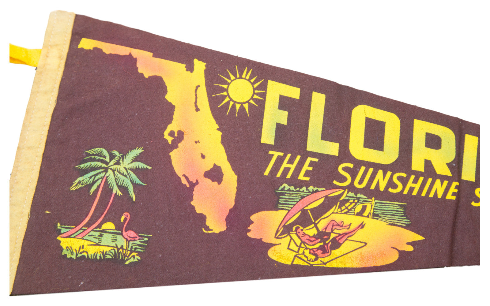 Vintage Florida The Sunshine State Felt Flag Banner