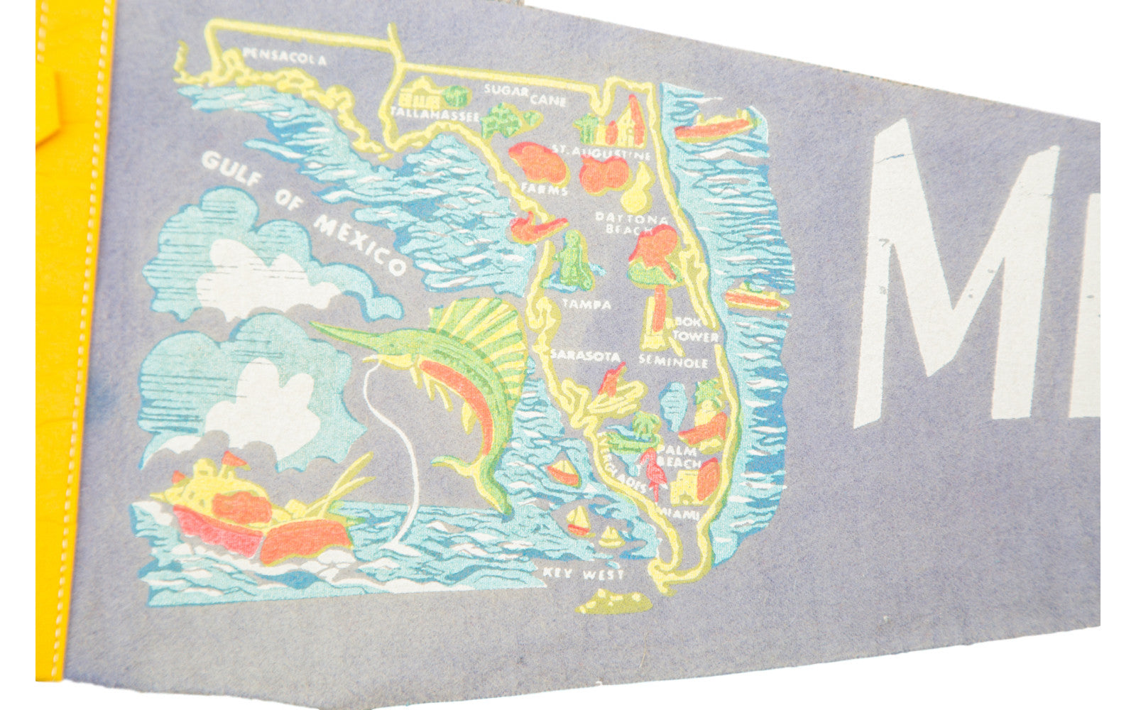 Vintage Miami Beach Florida Felt Flag Banner