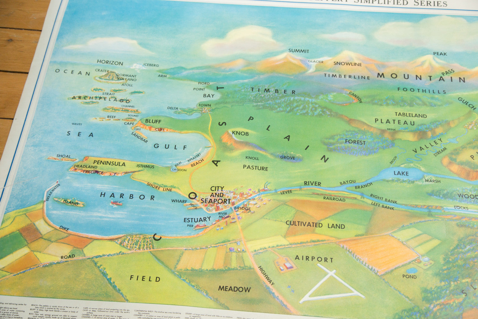 Vintage Denoyer-Geppert Landforms Pull Down Map