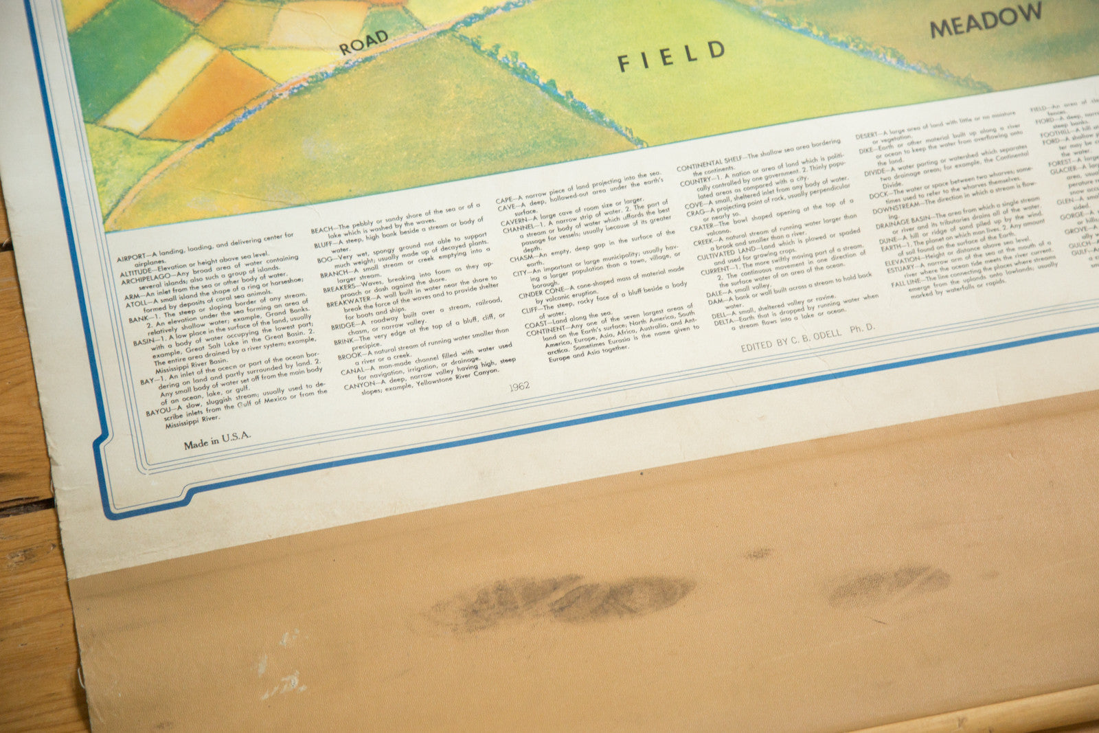 Vintage Denoyer-Geppert Landforms Pull Down Map