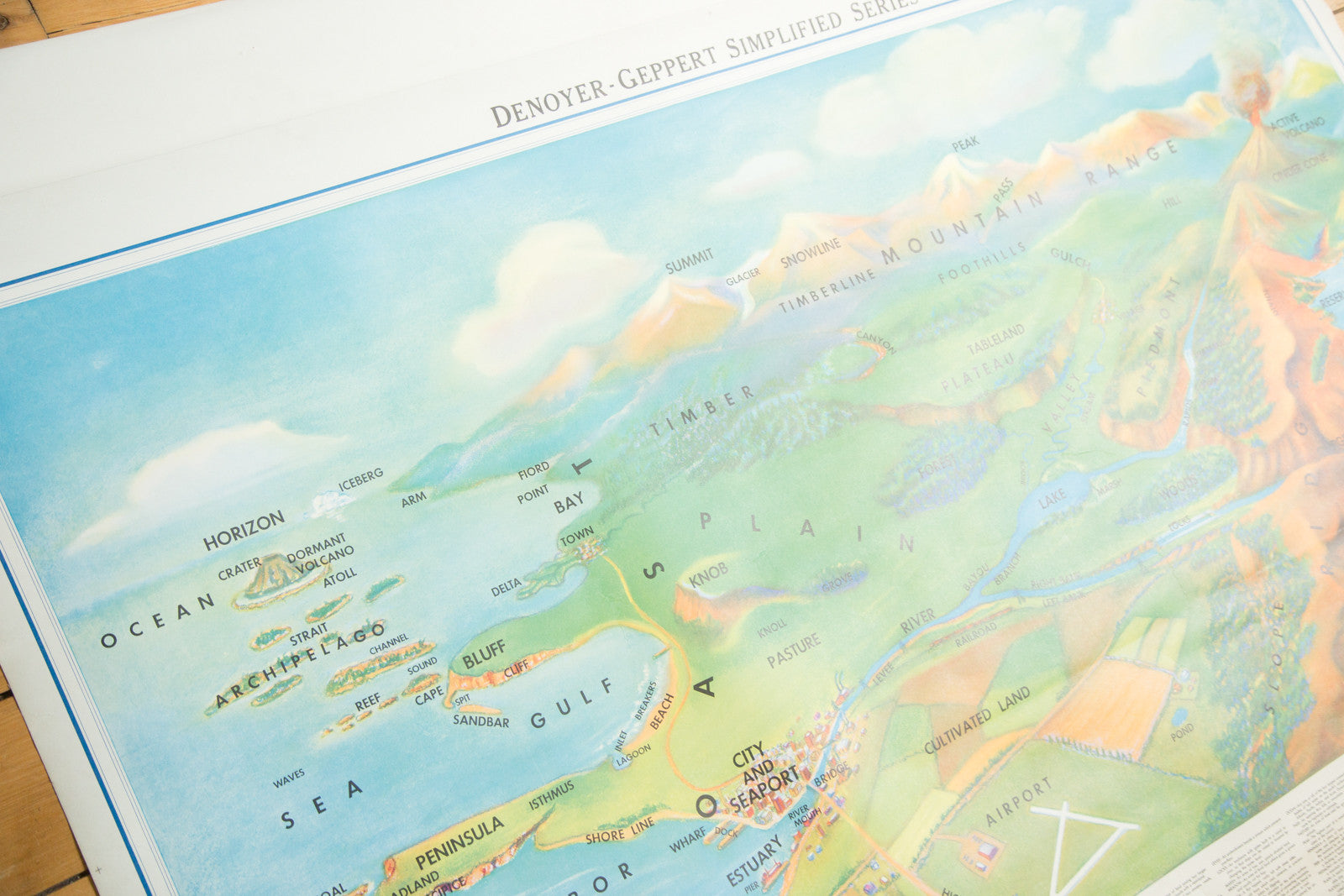 Vintage Denoyer-Geppert Landforms Pull Down Map