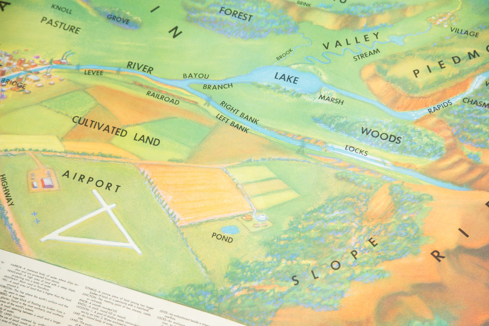 Vintage Denoyer-Geppert Landforms Pull Down Map