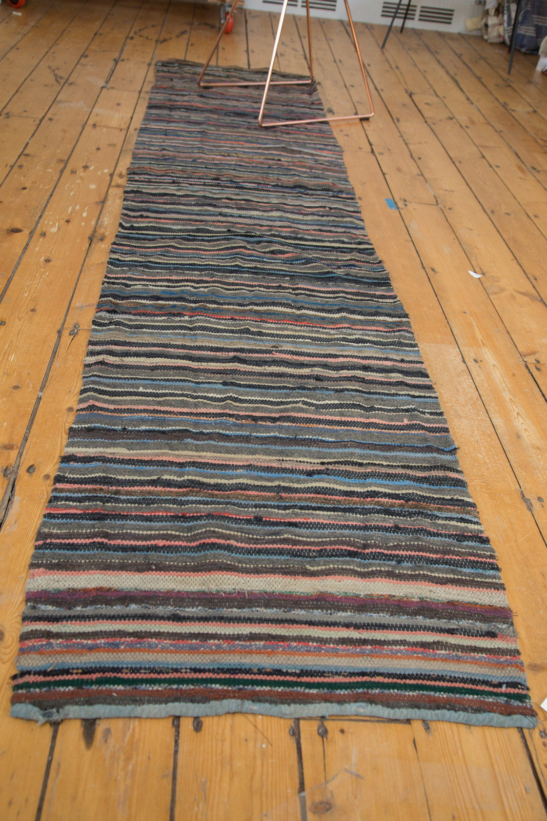 2x10 Vintage Scandanavian Rag Rug Runner / ONH item 3147