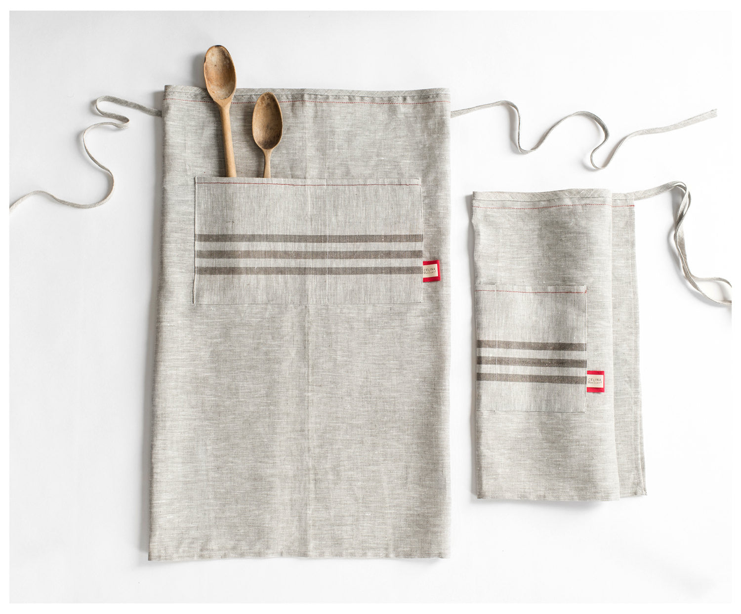 Handmade in USA Linen Short Apron – Item #3168