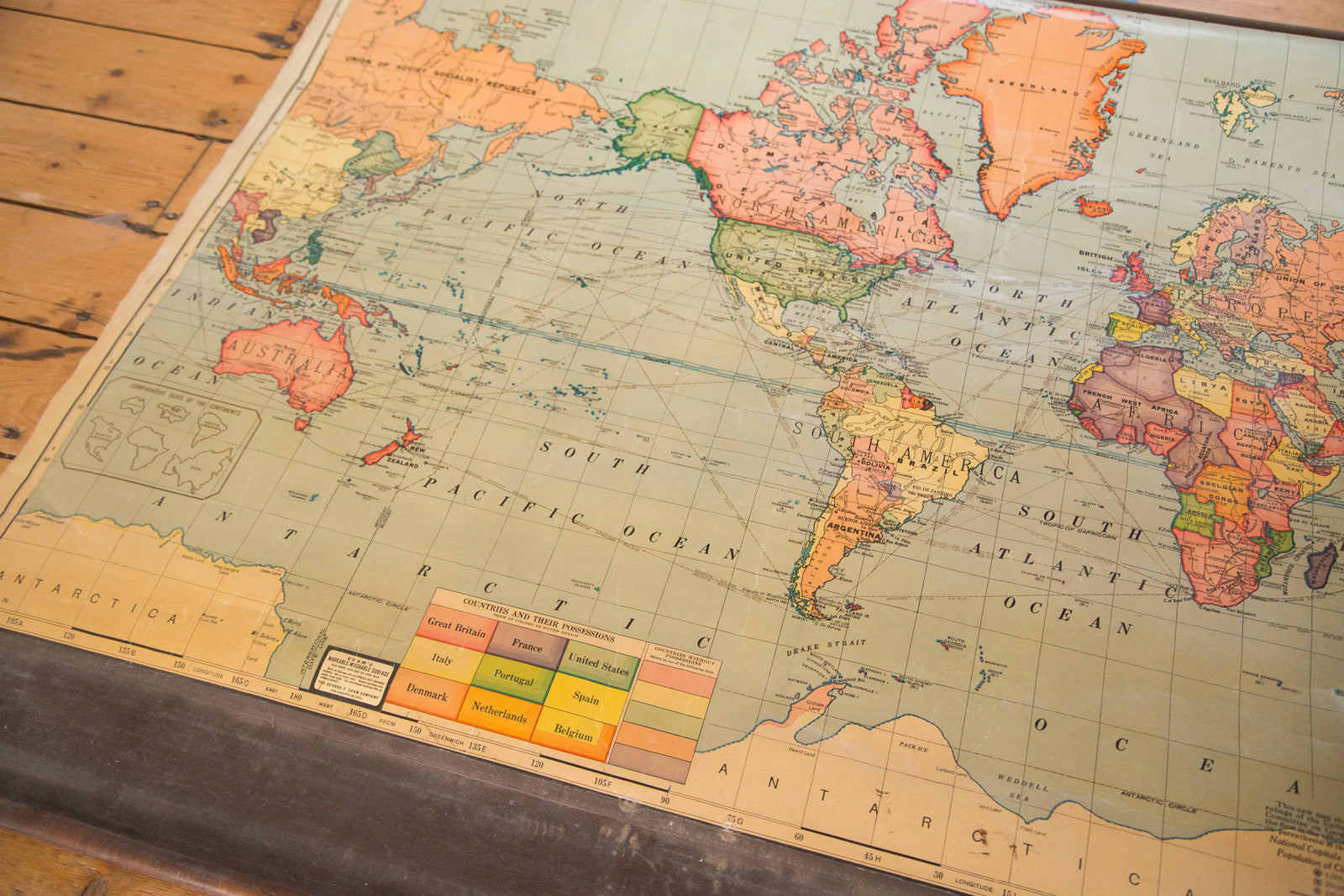 Vintage Cram's Pull Down Map of the World