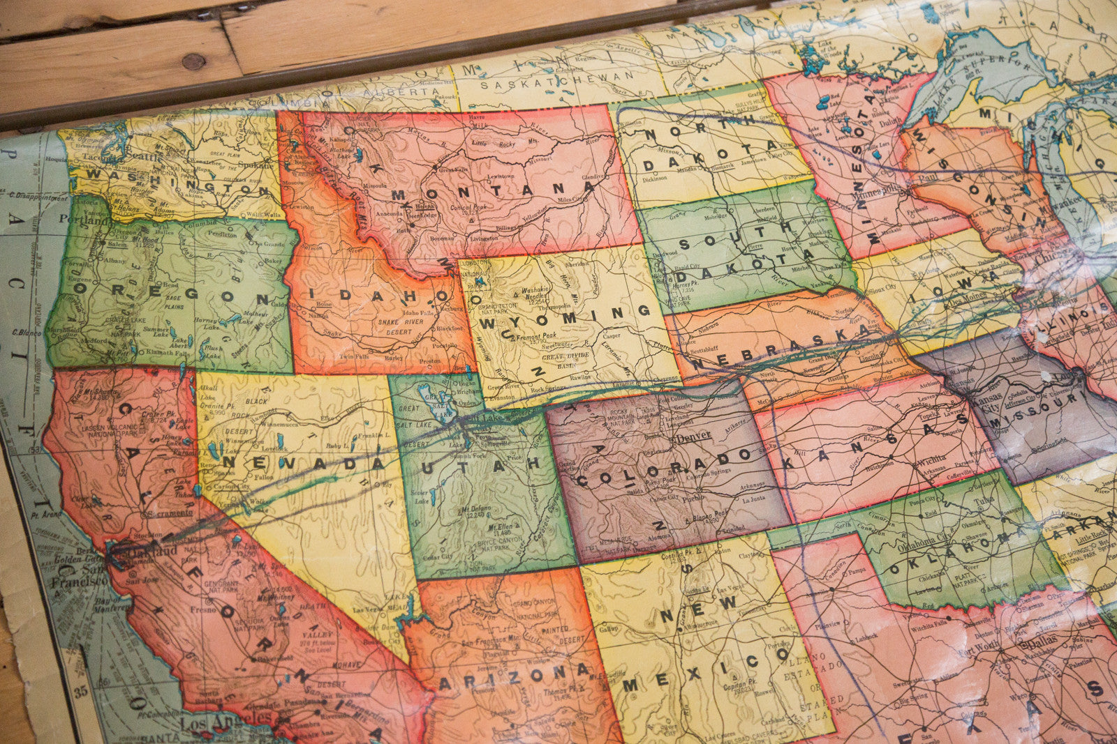 Vintage Cram's Pull Down Map of the United States - 3309