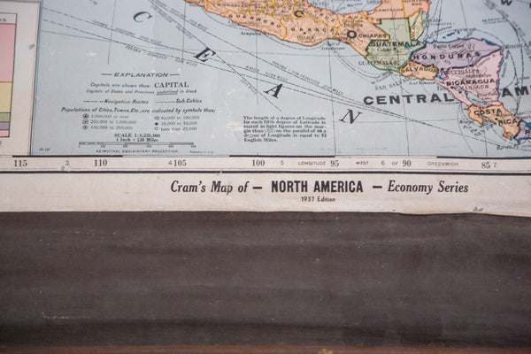 Vintage Cram's Pull Down Map of North America :: ONH :: Maps :: 3312