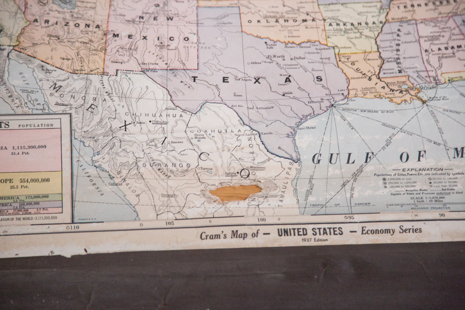 Vintage Cram's Pull Down Map of the United States