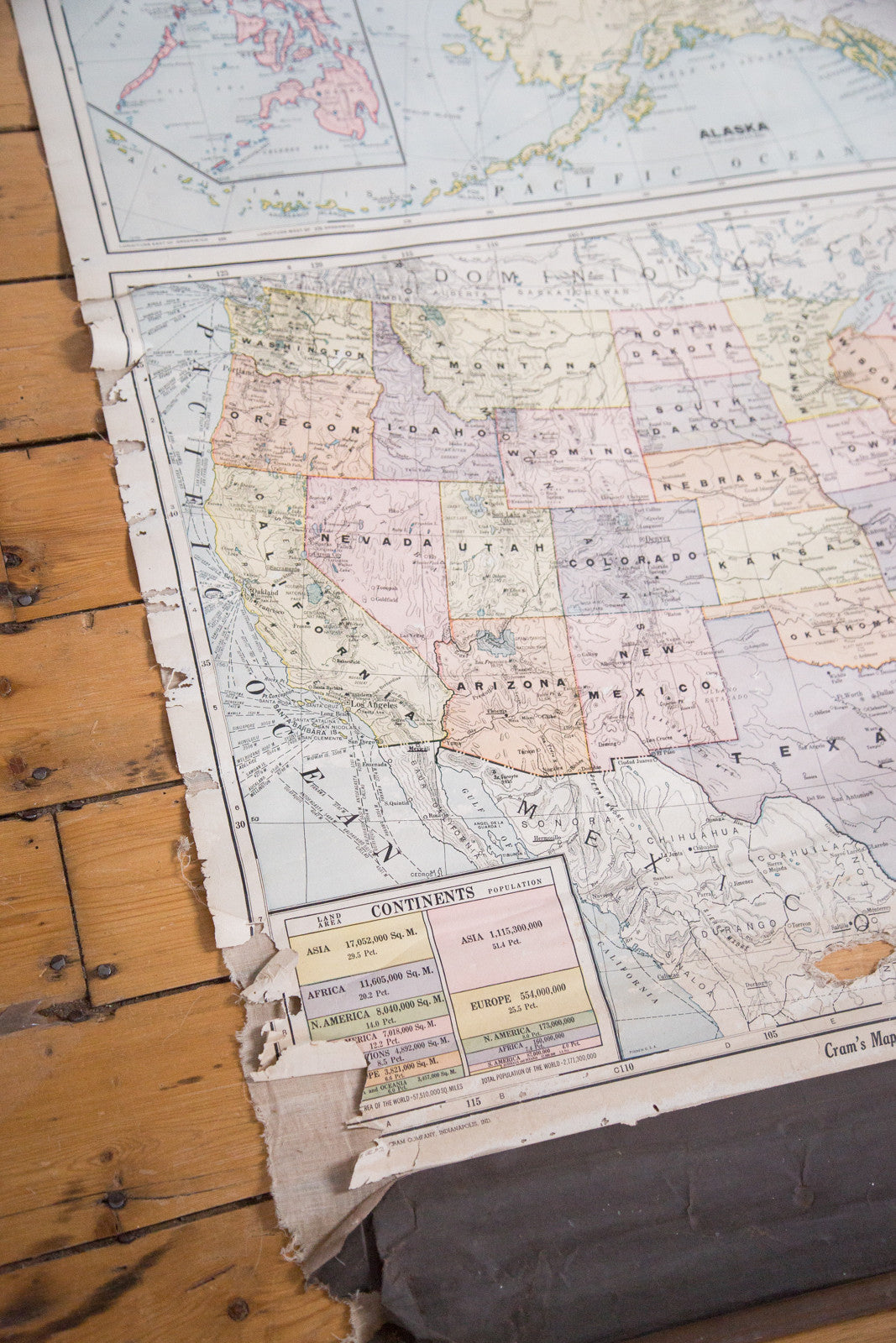 Vintage Cram's Pull Down Map of the United States