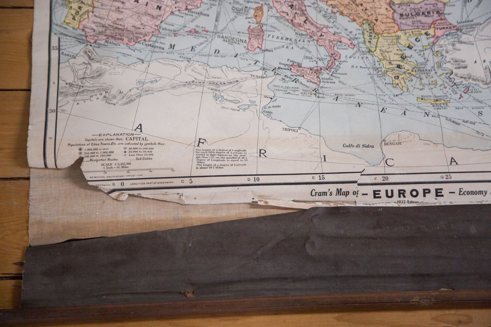 Vintage Cram's Pull Down Map of Europe