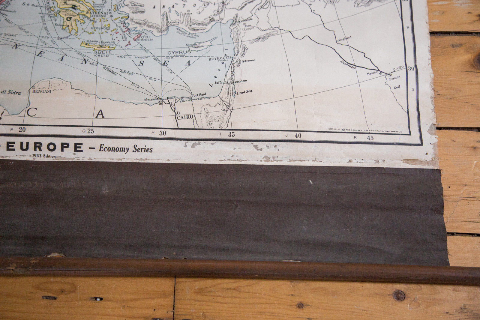 Vintage Cram's Pull Down Map of Europe