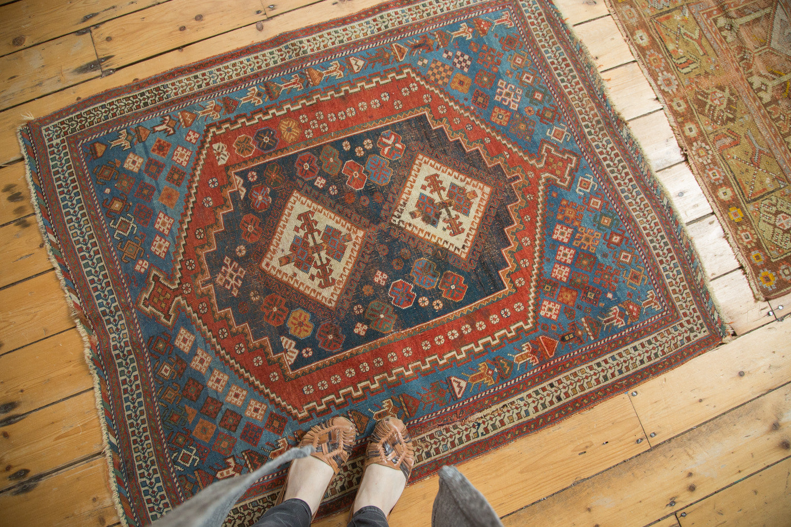 3.5x4.5 Antique Afshar Square Rug