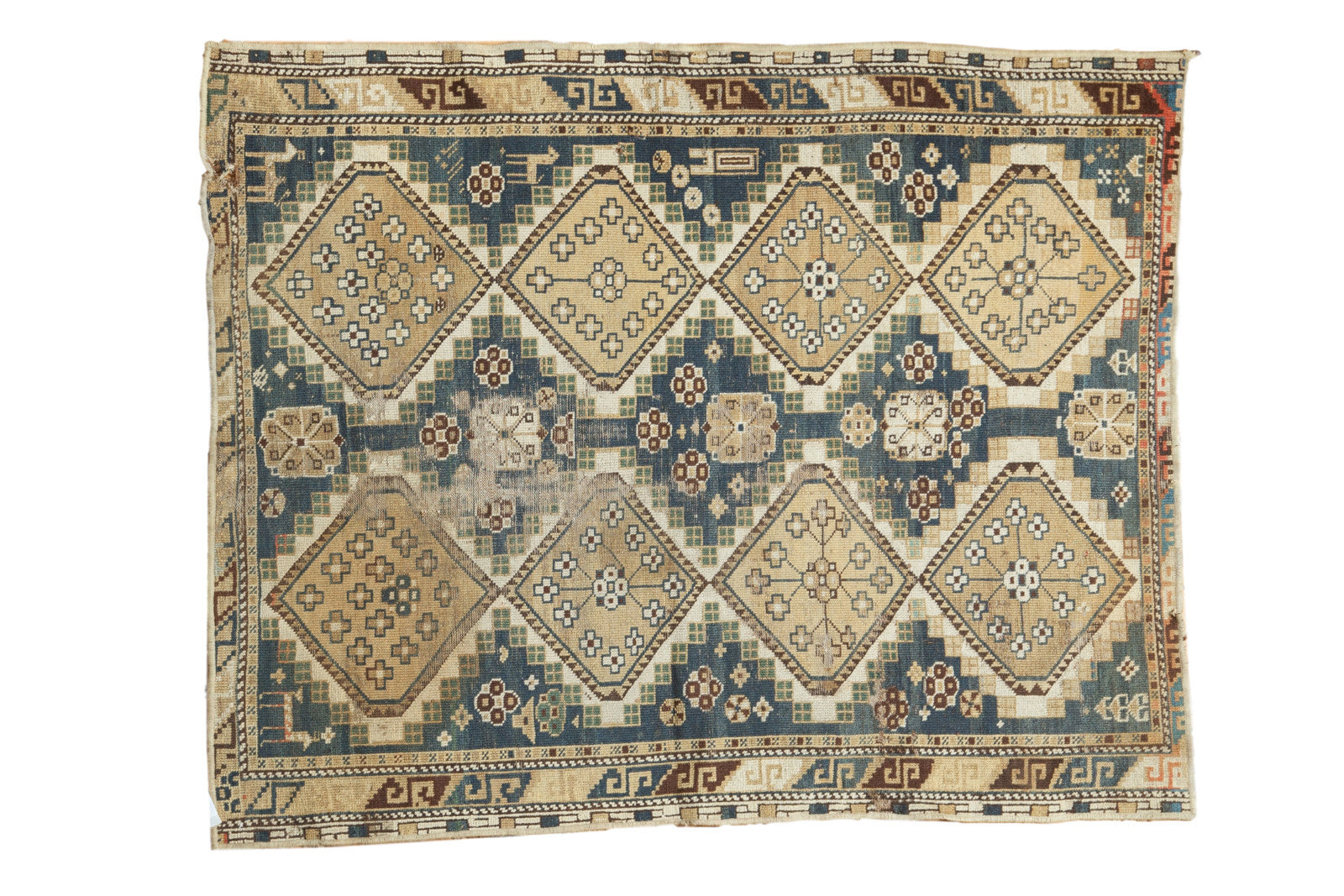 4x5 Vintage Fragmented Caucasian Square Rug