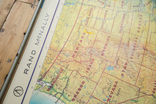 Vintage Rand McNally USA Pull Down Map :: Old New House :: 3893