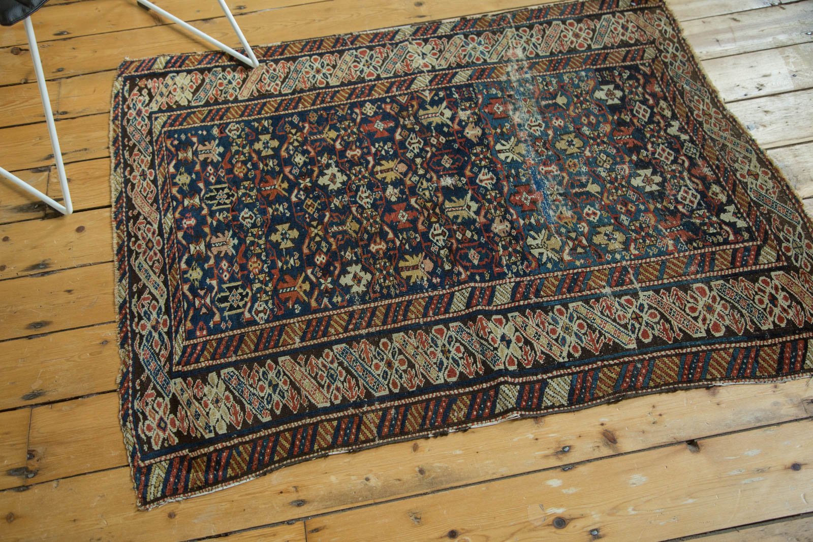 3.5x4.5 Antique Caucasian Square Rug / ONH item 4141