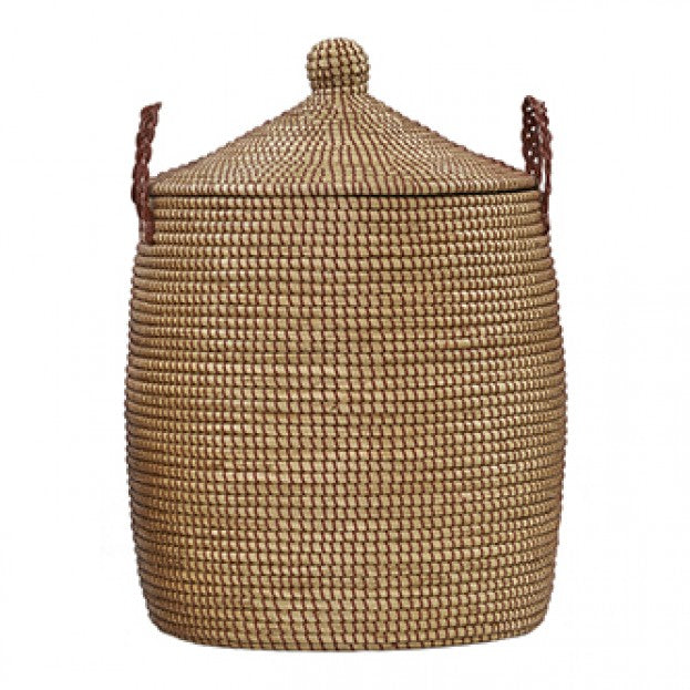 Large Autumn Brown Lidded Fair Trade Basket