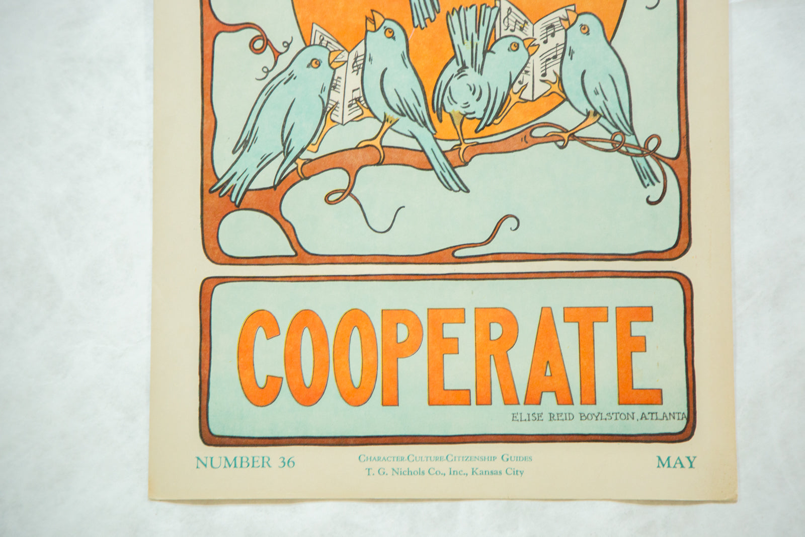 Vintage 1930 Elise Reid Boylston Cooperate Birds Poster :: ONH :: 4268