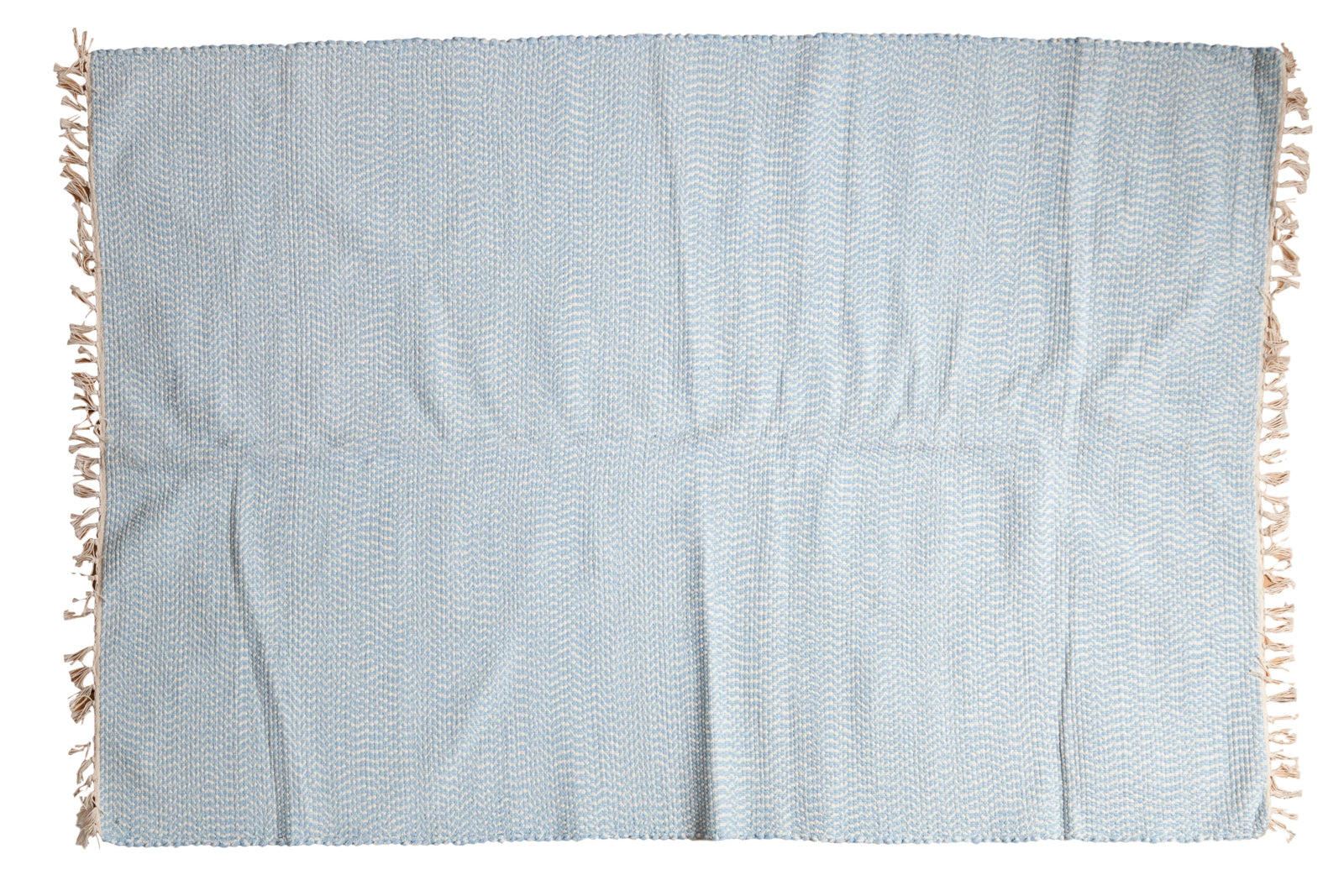 4x6 New Organic Cotton Baby Blue Rag Rug