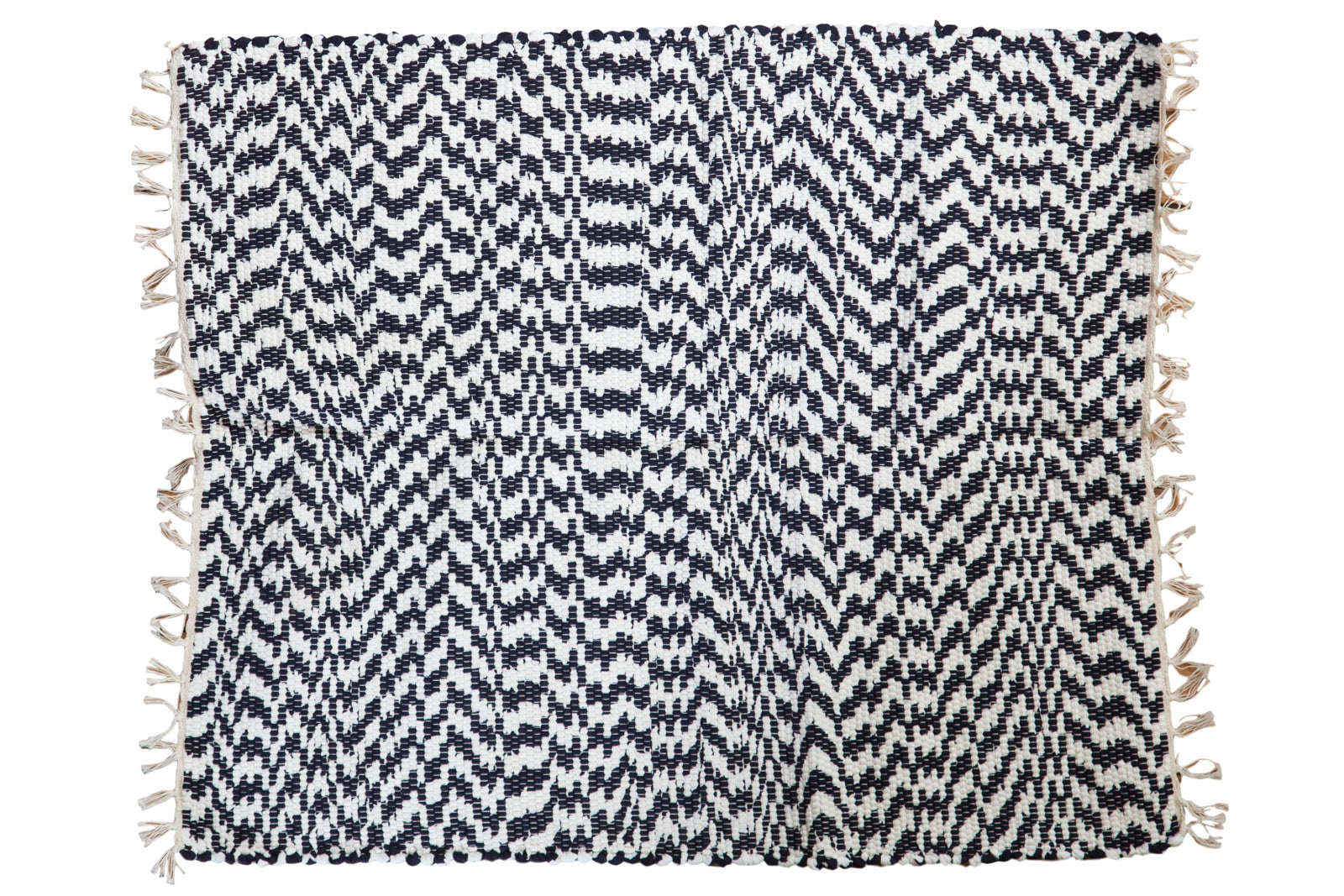 2.5x3 New Organic Cotton Rag Rug Black and White