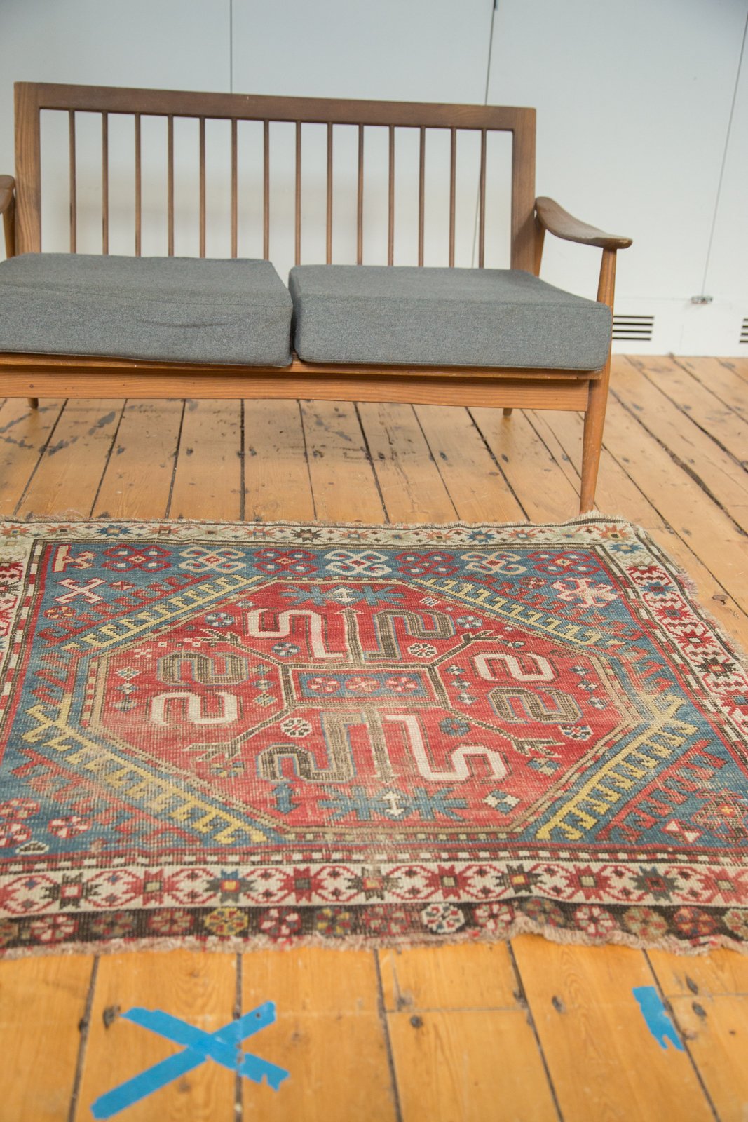 4x4 Vintage Caucasian Square Rug
