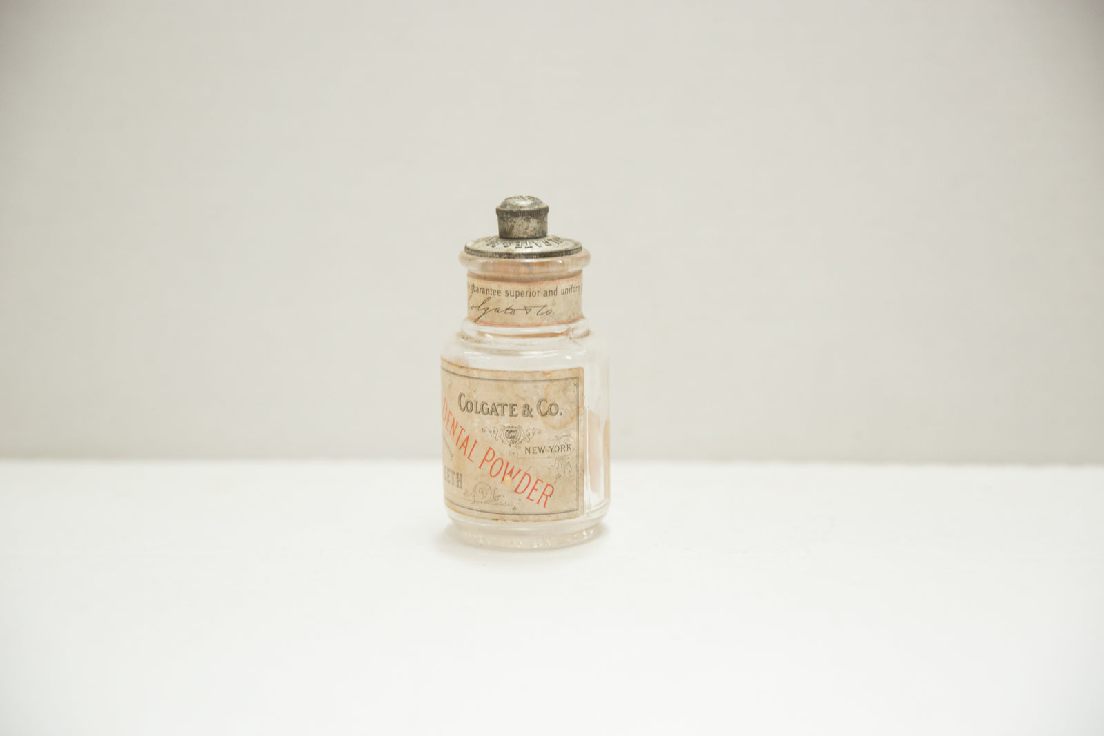 Antique Glass Colgate Dental Powder Jar with Lid