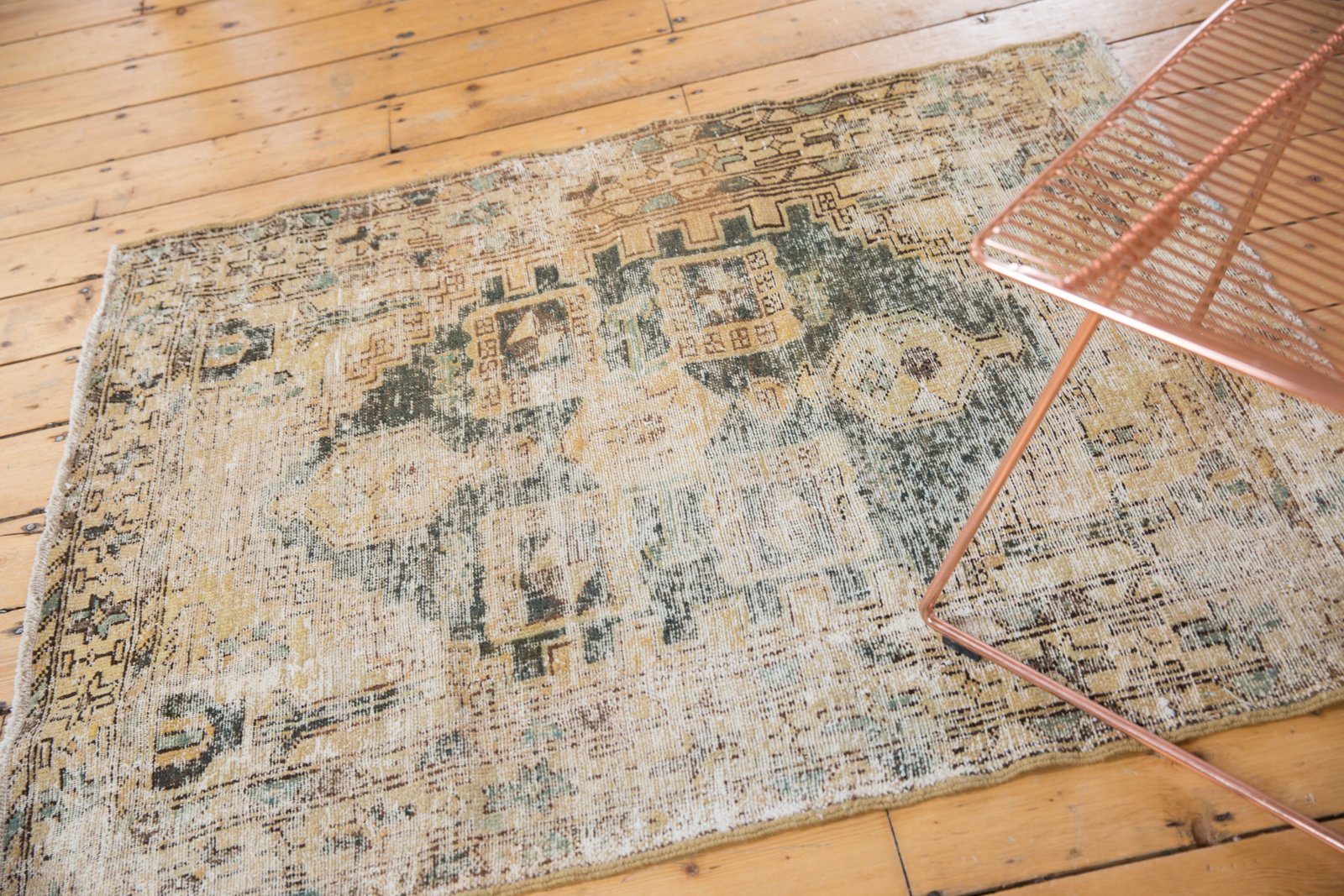 3.5x4.5 Vintage Distressed Hamadan Square Rug