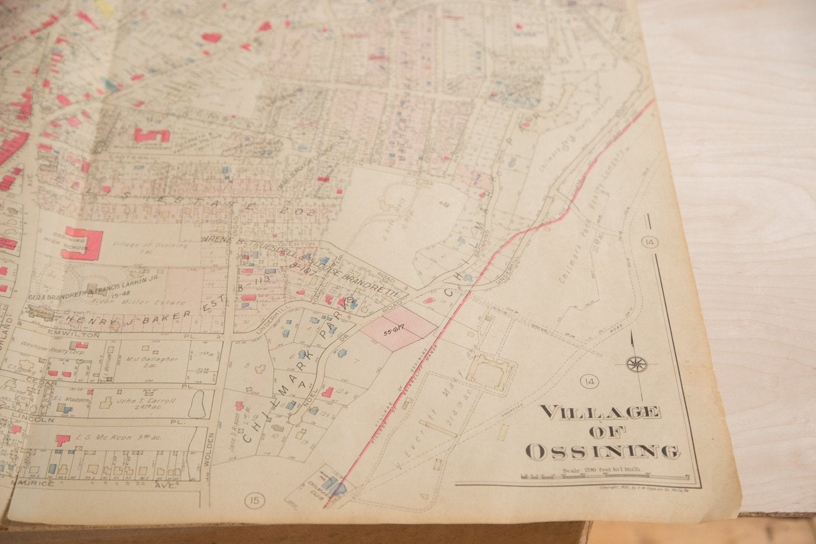 Vintage 1930s Hopkins Map of Village of Ossining
