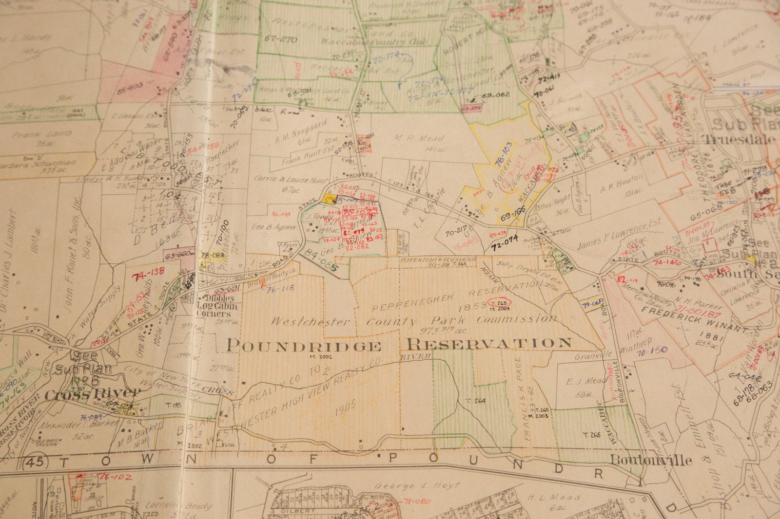 Vintage Hopkins Map of Lewisboro Pound Ridge Goldens Bridge Lake Katon