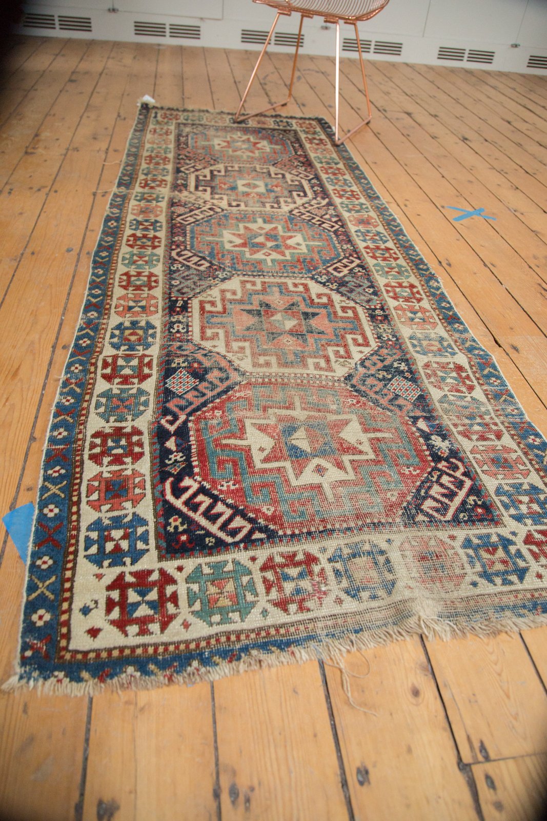 3x8.5 Antique Caucasian Rug Runner