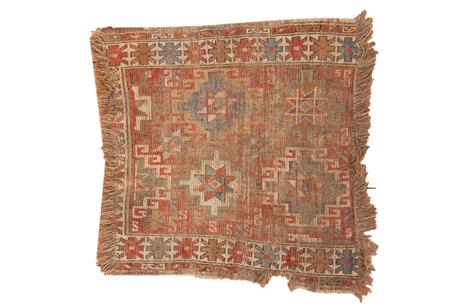 3x3 Antique Caucasian Fragment Square Rug