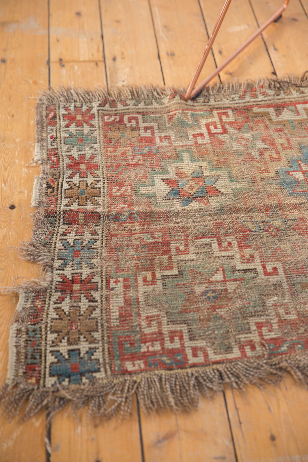 3x3 Antique Caucasian Fragment Square Rug