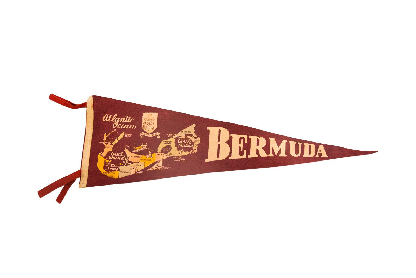 Vintage Bermuda, Atlantic Ocean Felt Flag Pennant