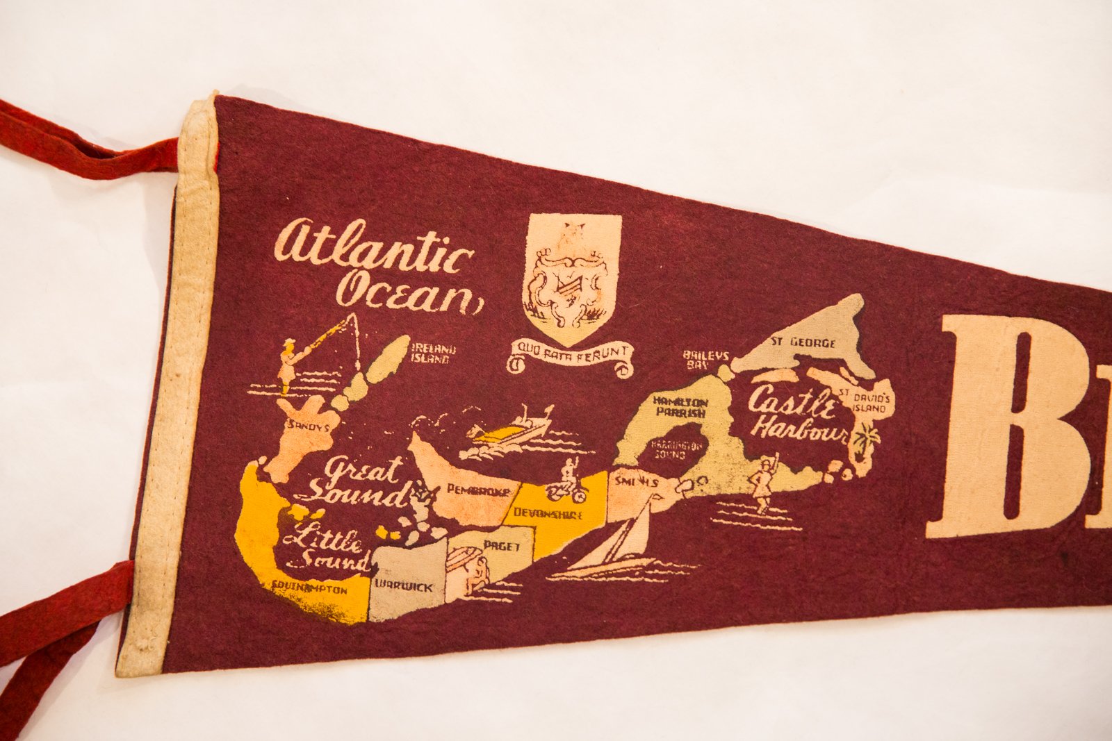 Vintage Bermuda, Atlantic Ocean Felt Flag Pennant