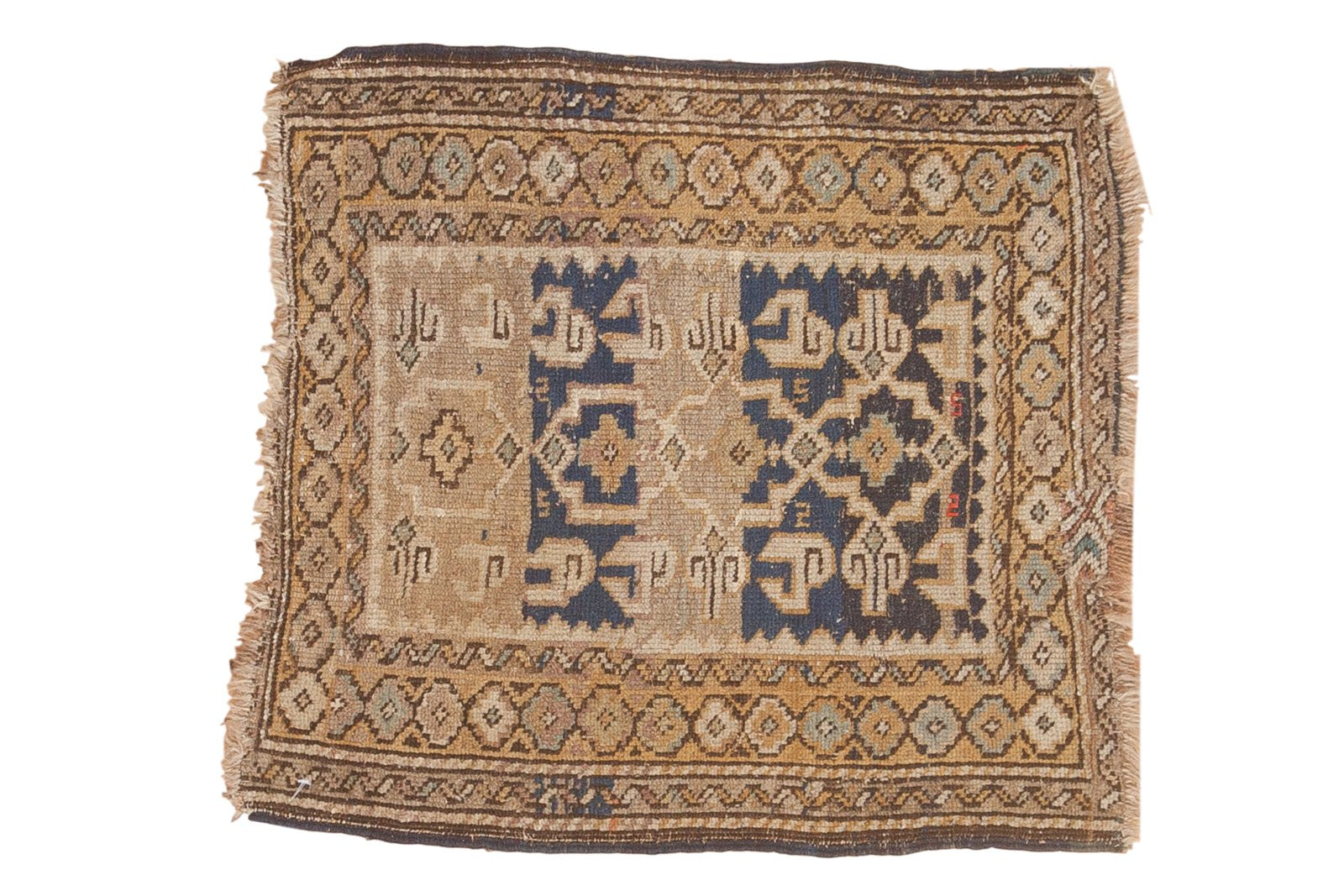 Antique Caucasian Rug 2'1" x 2'3" | Blue, Gray | c. 1910s
