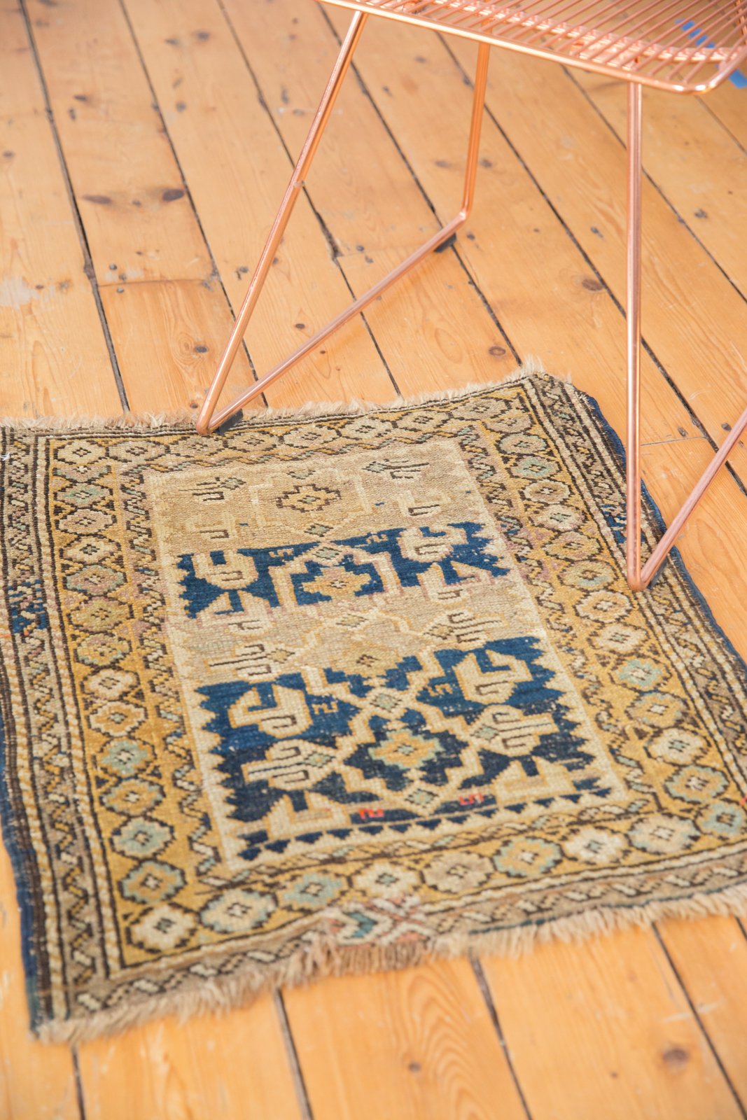 Antique Caucasian Rug 2'1" x 2'3" | Blue, Gray | c. 1910s