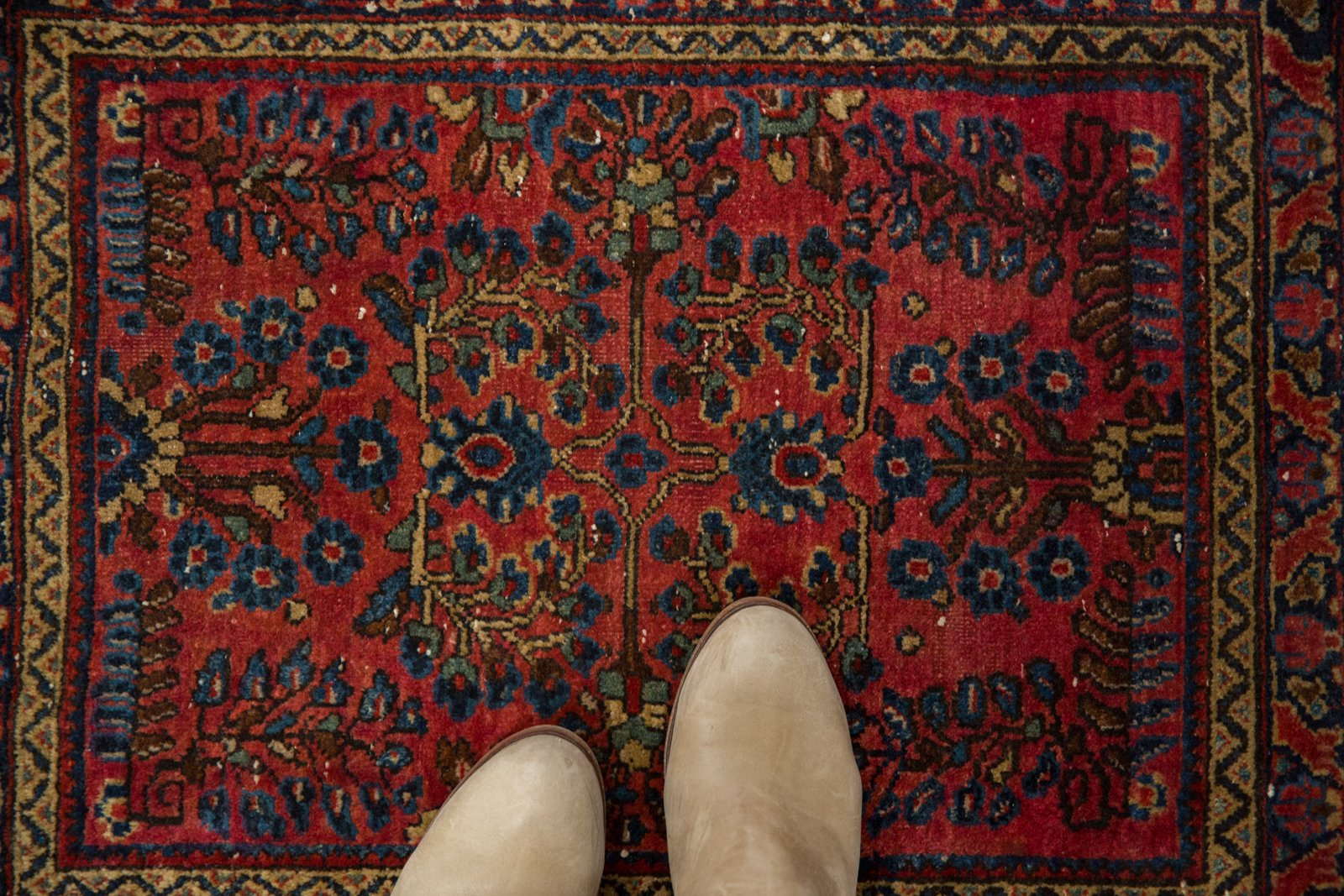 2x2.5 Vintage German Sarouk Square Rug Mat / ONH item 5373