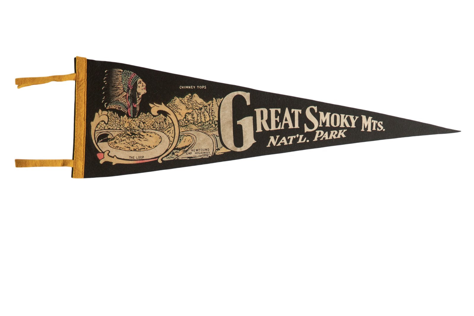 Vintage Great Smoky Mts. Nat'l. Park Felt Flag Pennant