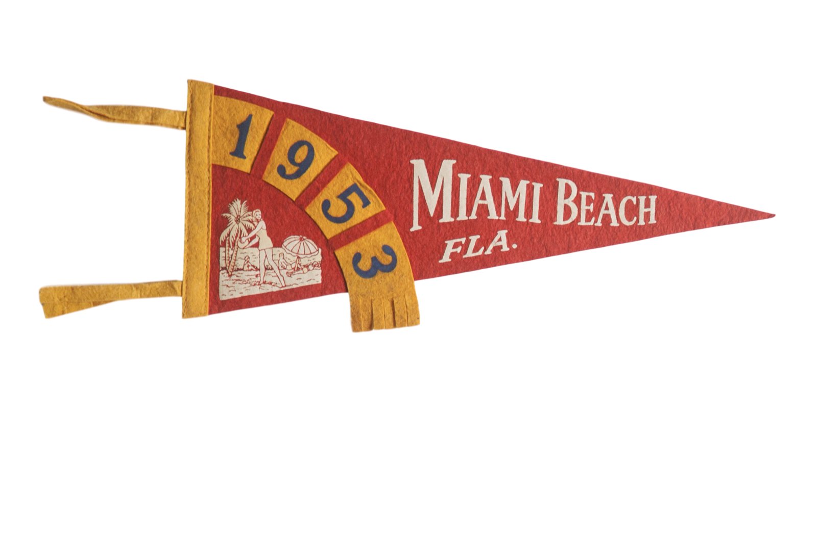 Vintage 1953 Miami Beach Fla. Felt Flag Pennant