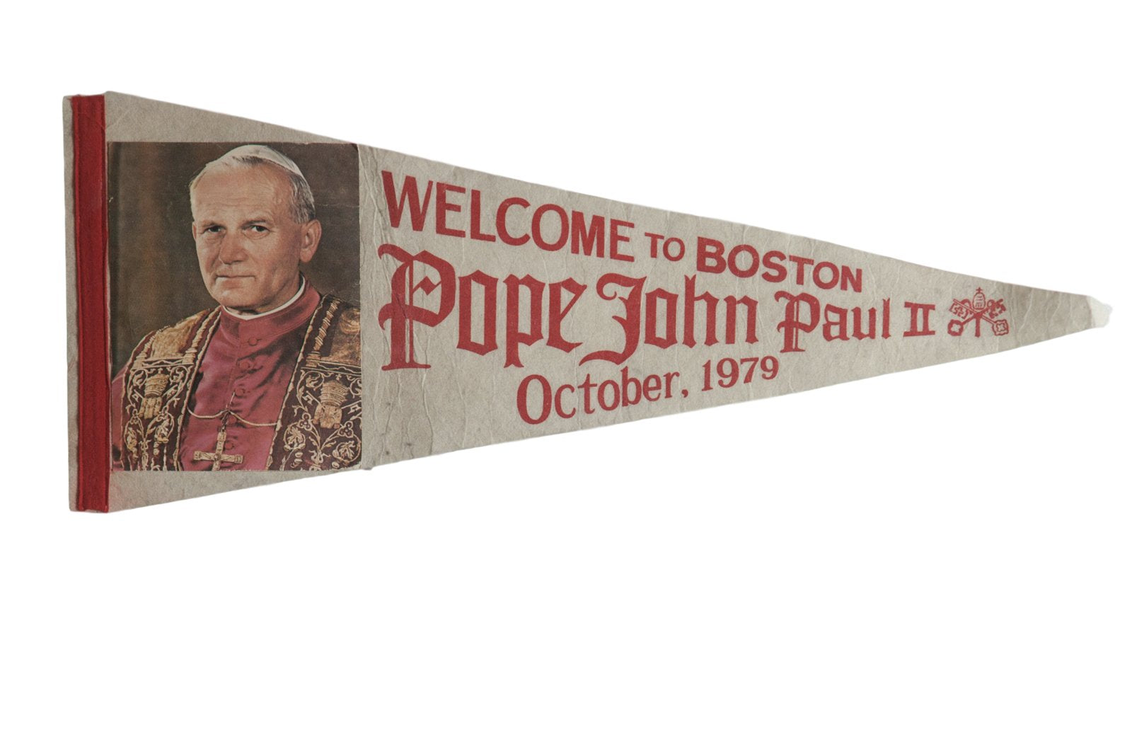 Vintage Welcome to Boston Pope John Paul II Felt Flag Pennant