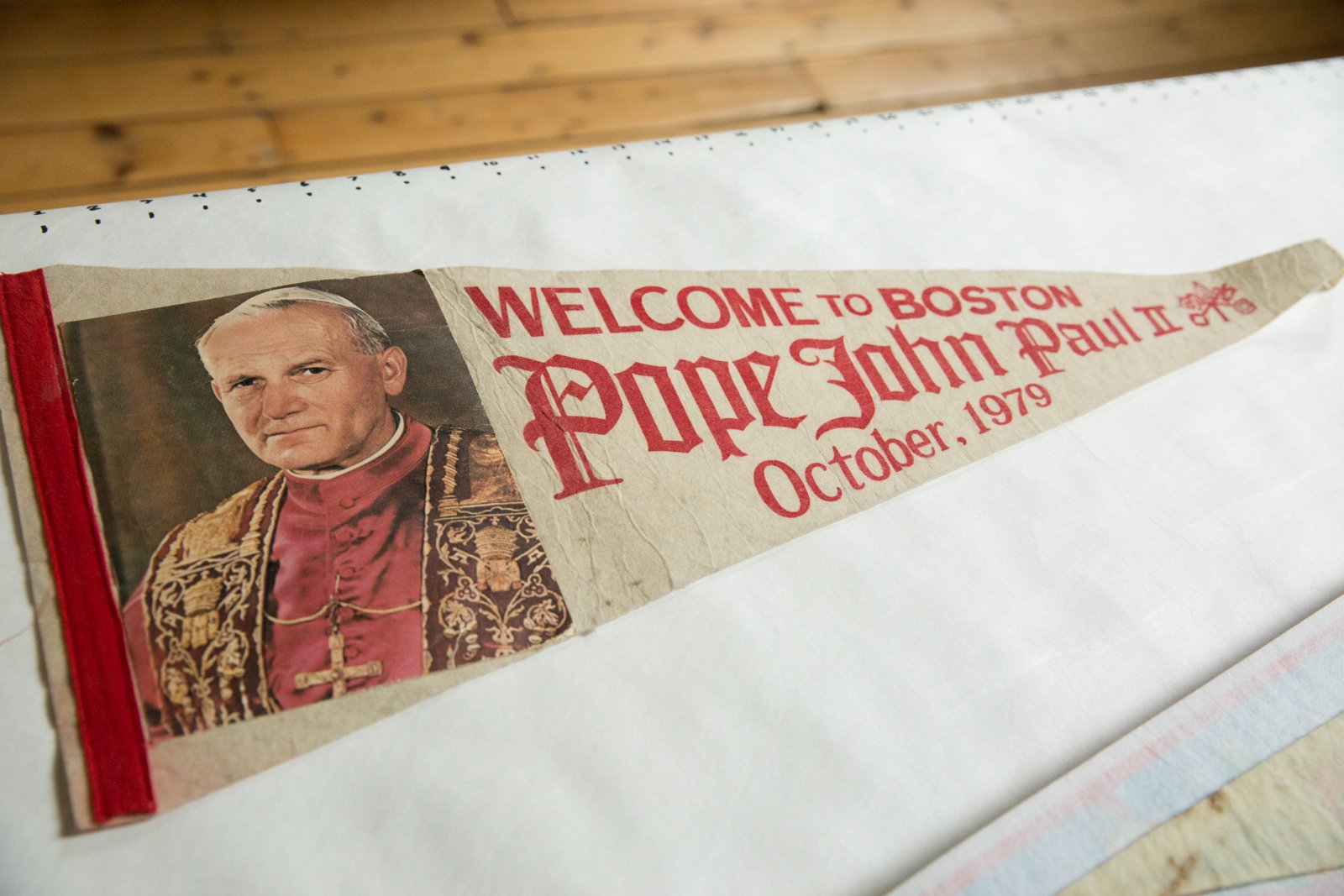 Vintage Welcome to Boston Pope John Paul II Felt Flag Pennant