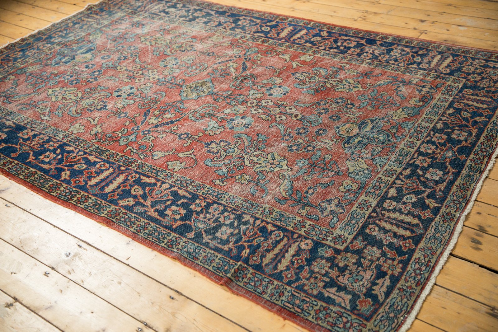 Vintage Mahal Persian Carpet 6'2" x 9' | Red, Blue | c. 1920s