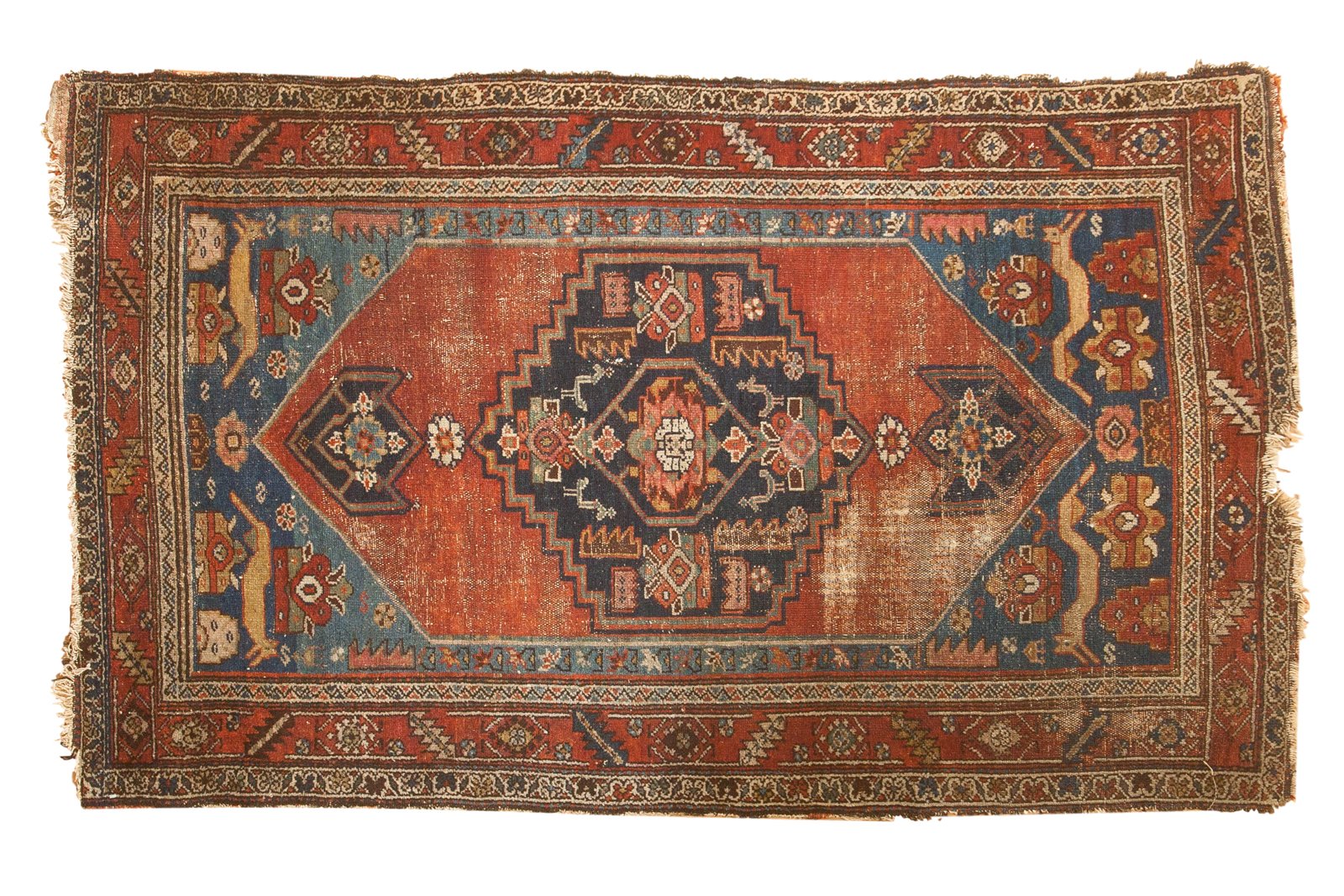Antique Malayer Persian Rug 3'9" x 6'2" | Red, Blue | c. 1910s